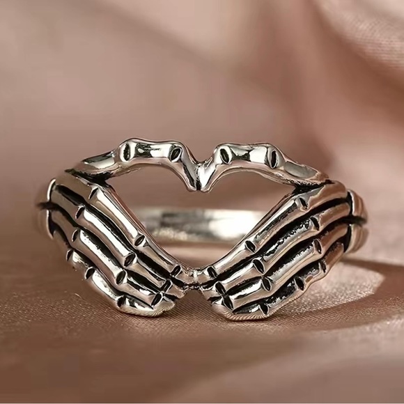 Jewelry | Bnib Skeleton Hand Heart Ring Silver Plated | Poshmark